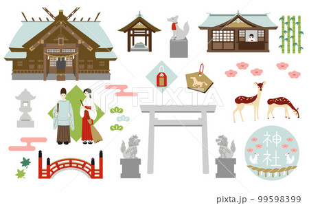 神社のイラストセットのイラスト素材 [99598399] - PIXTA
