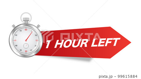 Red advertising banner one hour leftのイラスト素材 [99615884] - PIXTA