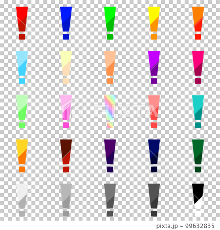 Square exclamation mark set of 25 bicolor - Stock Illustration ...