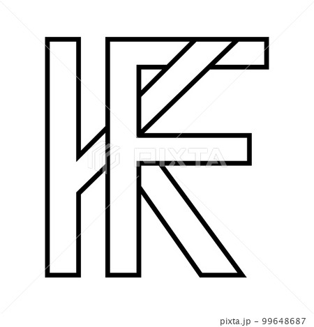 Logo sign kf fk, icon double letters logotype f kのイラスト素材 [99648687] - PIXTA