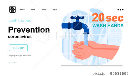 Prevention coronavirus web concept. Wash your...のイラスト素材 [99651693] - PIXTA