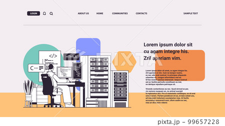 web developer creating program code on laptop...のイラスト素材 [99657228] - PIXTA