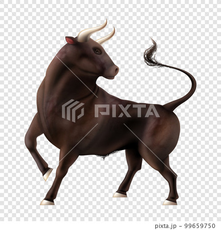 Bull Realistic Transparent Compositionのイラスト素材 [99659750] - PIXTA