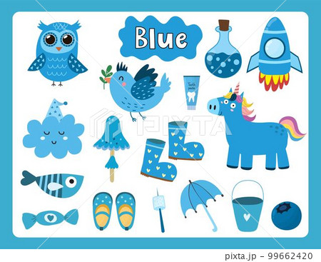 Set of blue color objects. Primary colors...のイラスト素材 [99662420] - PIXTA
