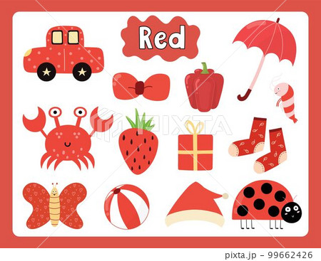 Set of red color objects. Primary colors...のイラスト素材 [99662426] - PIXTA