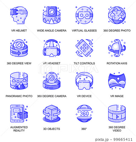 Virtual Reality web flat line icons set. Pack...のイラスト素材 [99665411] - PIXTA