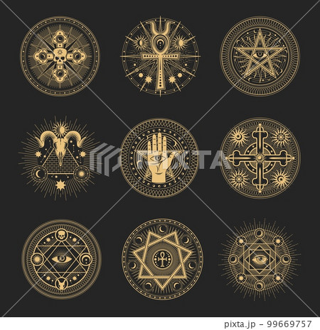 Mason signs, occult and esoteric pentagram...のイラスト素材 [99669757] - PIXTA