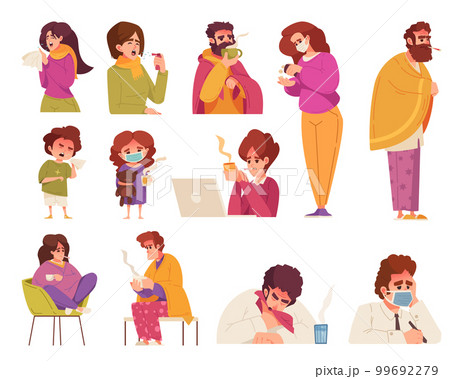 Flu Cartoon Setのイラスト素材 [99692279] - PIXTA