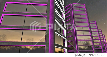 Purple window frames illumination of the long...のイラスト素材 [99715928] - PIXTA