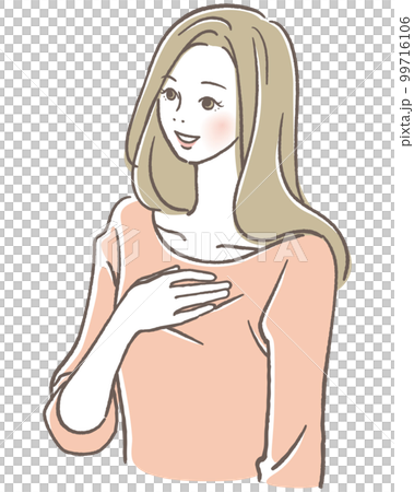A woman holding her hand on her chest - Stock Illustration [99716106 ...