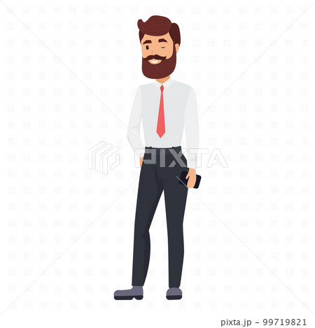 Confident businessman flat icon. Colored vector...のイラスト素材 [99719821 ...