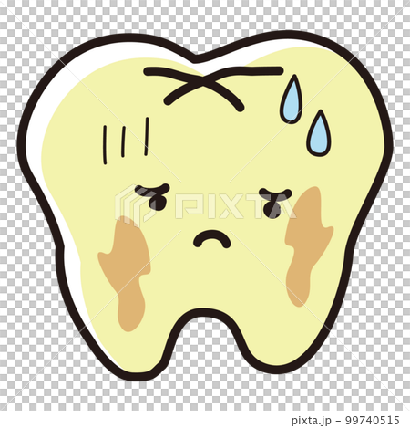 Yellow tooth character with brown stains - Stock Illustration [99740515 ...