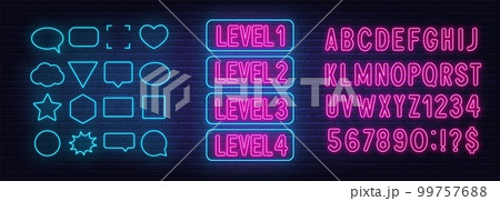 Level 1,2,3,4 neon sign on brick wall background.のイラスト素材 [99757688] - PIXTA