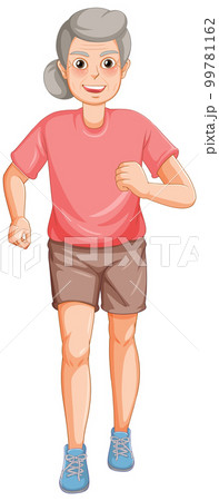 Female senior cartoon character exercisingのイラスト素材 [99781162] - PIXTA