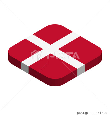 Denmark flag - 3D isometric square flag with...のイラスト素材 [99831690] - PIXTA