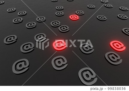 Email marks or at sign icon on black background...のイラスト素材 [99838036 ...