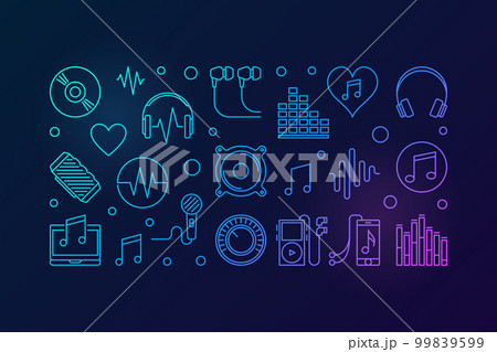 Music bright horizontal illustration. Vector...のイラスト素材 [99839599] - PIXTA