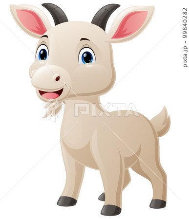 Cute baby goat cartoon on white backgroundのイラスト素材 [99840282] - PIXTA