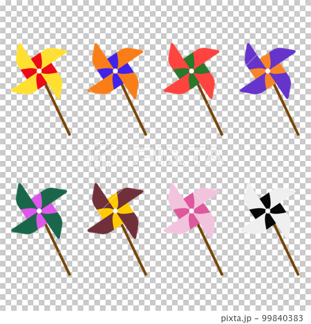色々な色の風車のイラストセットのイラスト素材 [99840383] - PIXTA