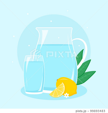Water balance concept. A jug and a glass of...のイラスト素材 [99893483] - PIXTA