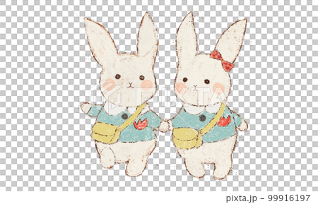 Kindergarten rabbit holding hands - Stock Illustration [99916197] - PIXTA