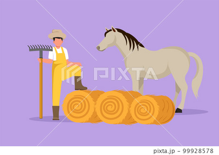 Graphic flat design draw rancher working in...のイラスト素材 [99928578] - PIXTA