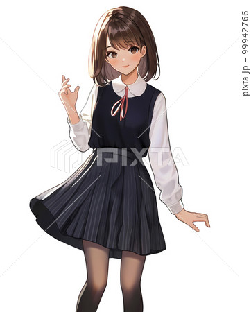 可愛い女子高生のアニメ風イラスト「AI生成画像」のイラスト素材 [99942766] - PIXTA