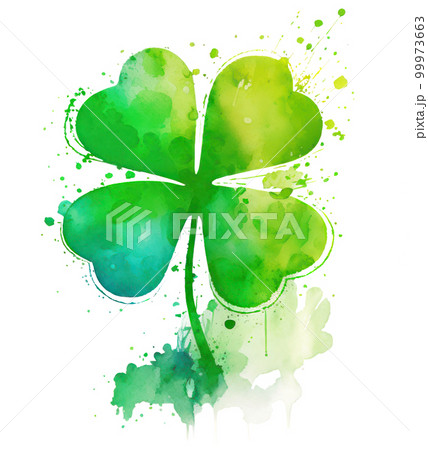 Shamrock four-leaf lucky clover, symbol of St...のイラスト素材 [99973663] - PIXTA