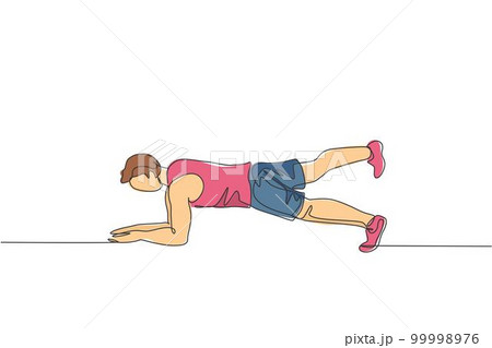 One single line drawing of young energetic man...のイラスト素材 [99998976] - PIXTA