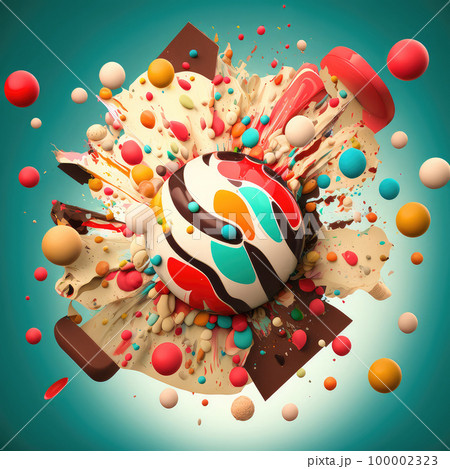 sweet explosion of colorful candies and lollipopsのイラスト素材 [100002323 ...