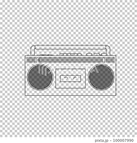 Boombox Drawing 80s & 90s Old School Music Hip Hop Beatbox Boombox