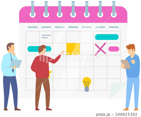 People with schedule organize meeting, create...のイラスト素材 [100025302] - PIXTA