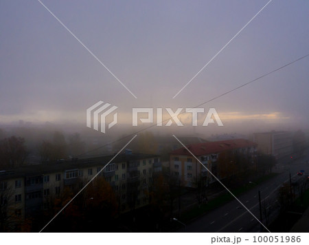 The Factory chimneys. Fog.の写真素材 [100051986] - PIXTA