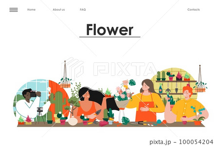 Flower shop online service landing page templateのイラスト素材 [100054204] - PIXTA
