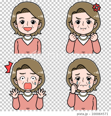Human expression series middle-aged woman B - Stock Illustration ...