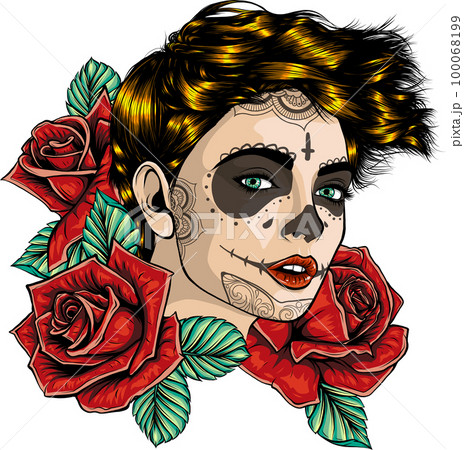 Sugar Skull Lady With Roses