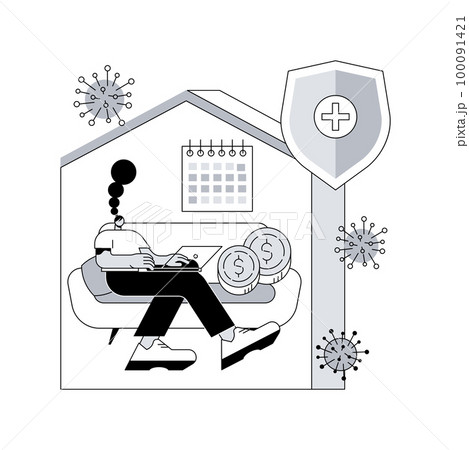 Paid leave for quarantined workers abstract...のイラスト素材 [100091421] - PIXTA