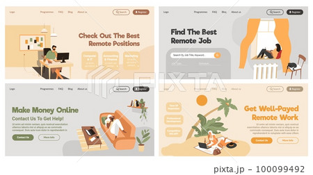 Web banner design set with remote job promotionのイラスト素材 [100099492] - PIXTA