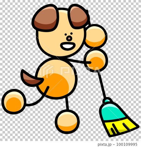 Illustration of a dog cleaning with a broom dog - Stock Illustration ...