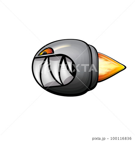 Vector cartoon gun bullet with fire bullet...のイラスト素材 [100116836] - PIXTA