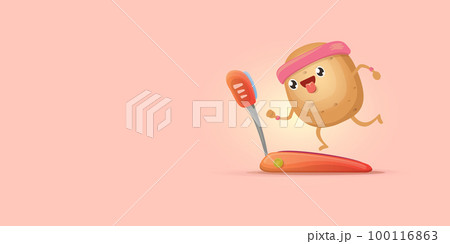 Cartoon funky potato character running or...のイラスト素材 [100116863] - PIXTA