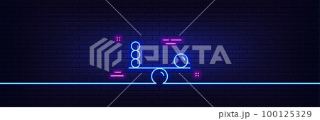 Neon light glow effect. Balance line icon. Mind...のイラスト素材 [100125329 ...