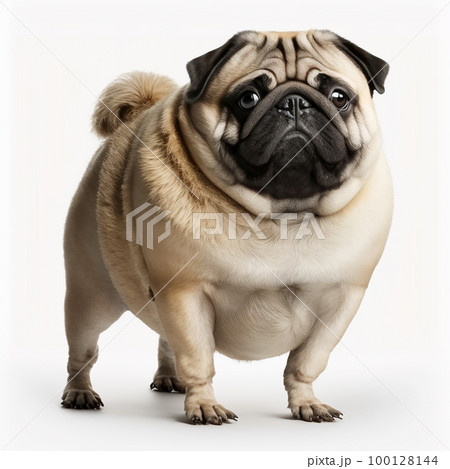 Very fat pug isolated on white background...のイラスト素材 [100128144] - PIXTA