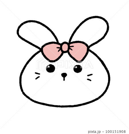 Hand-drawn Cute rabbit with pink ribbon in...のイラスト素材 [100151908] - PIXTA