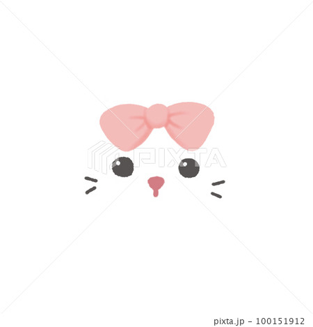 Hand-drawn Cute rabbit with pink ribbon in...のイラスト素材 [100151912] - PIXTA