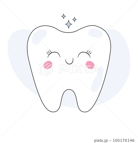 Happy clean tooth. Cleaning and whitening teeth...のイラスト素材 [100170146 ...
