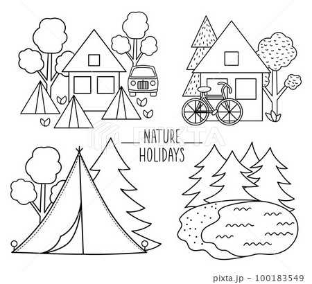 Camping Clipart Black And White