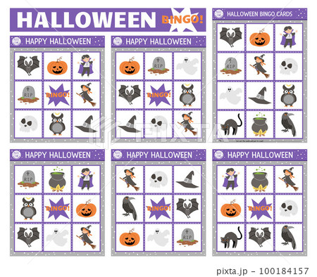 Vector Halloween bingo cards set. Fun family...のイラスト素材 [100184157] - PIXTA