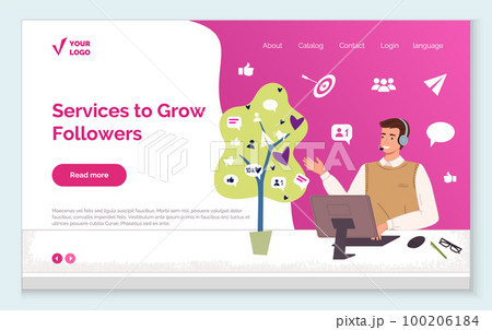 Services to grow followers and increase...のイラスト素材 [100206184] - PIXTA