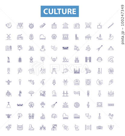 Culture line icons, signs set. Society, Custom,...のイラスト素材 [100247349 ...